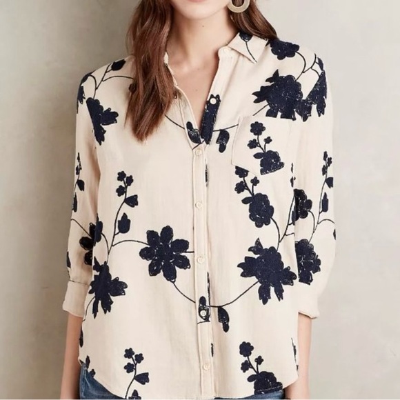 Anthropologie | Tops | Anthropologyisabella Sinclair Shadow Bloom Shirt ...